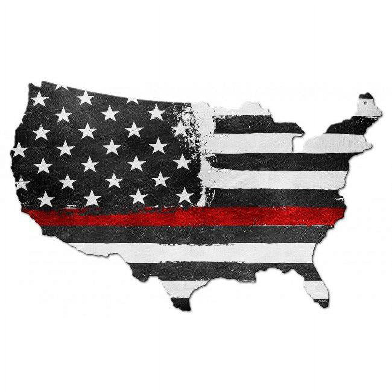 25 x 16 in. USA Map Thin Red Line Metal Sign - Walmart.com