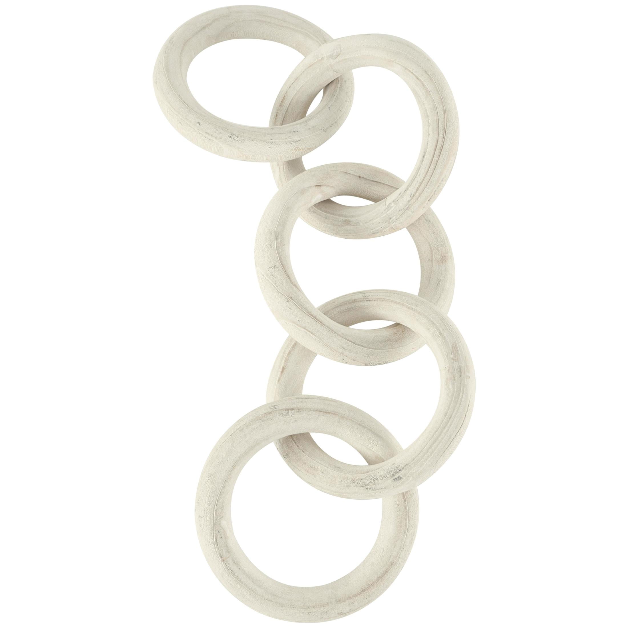 White Wood 5 Link Chain Sculpture - 25L x 7W x 3H inches - Walmart.com