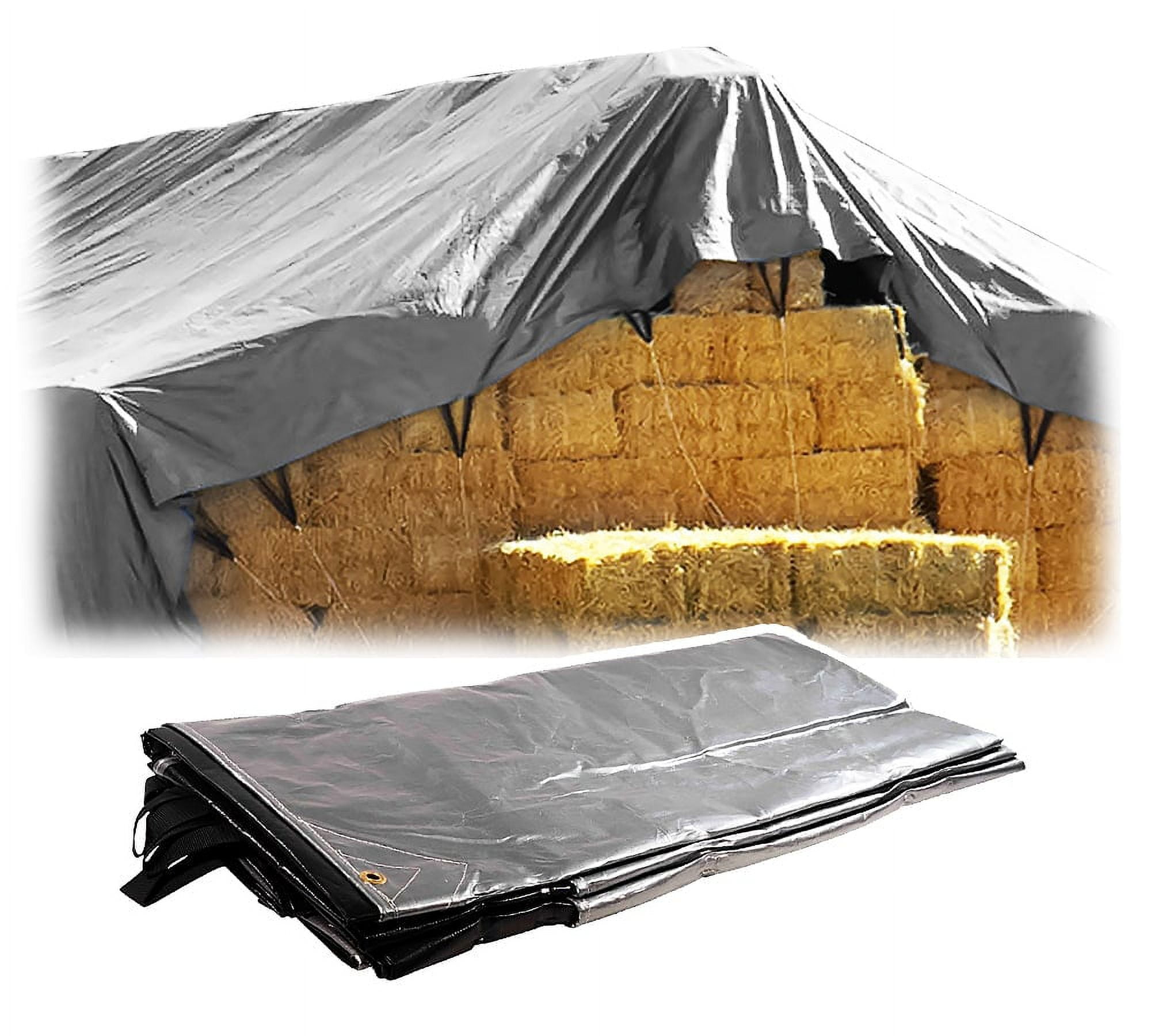 25' x 33' Heavy Duty 8oz Hay Tarps Silver Black 14.5 mil Waterproof ...