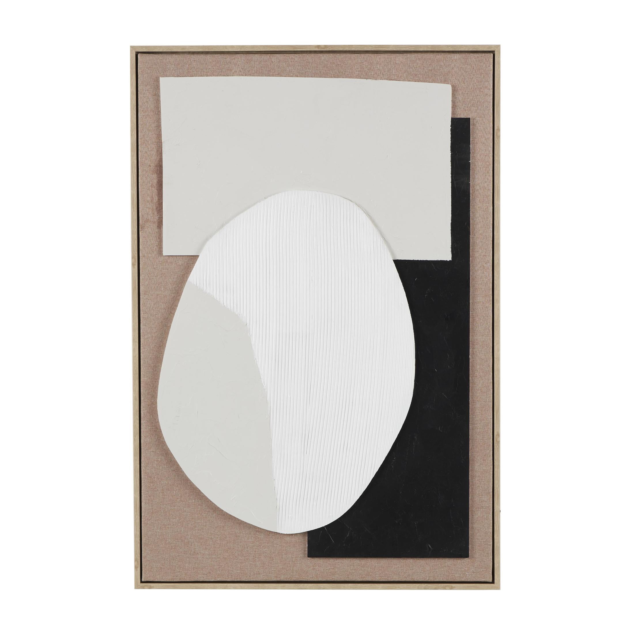 25" x 37" Textured Geometric Framed Wall Art with Abstract Black and ...