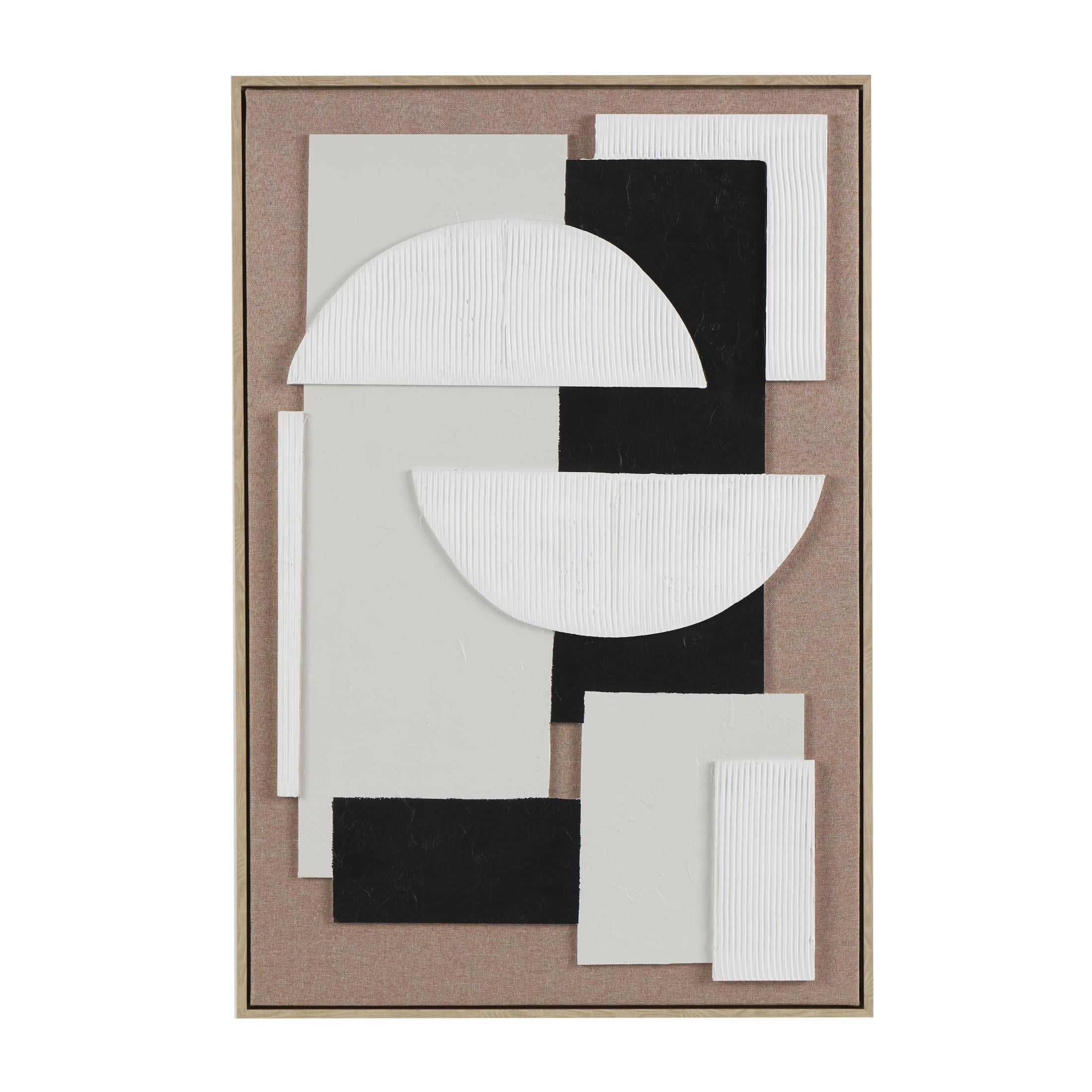 25" x 37" Textured Geometric Framed Wall Art with Abstract Black and ...