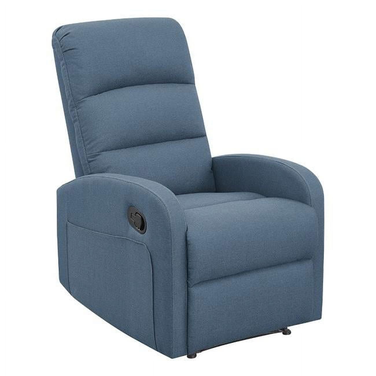 25 x 37 x 40.5 in. Charlotte Manual Upholstered Recliner, Denim Blue ...