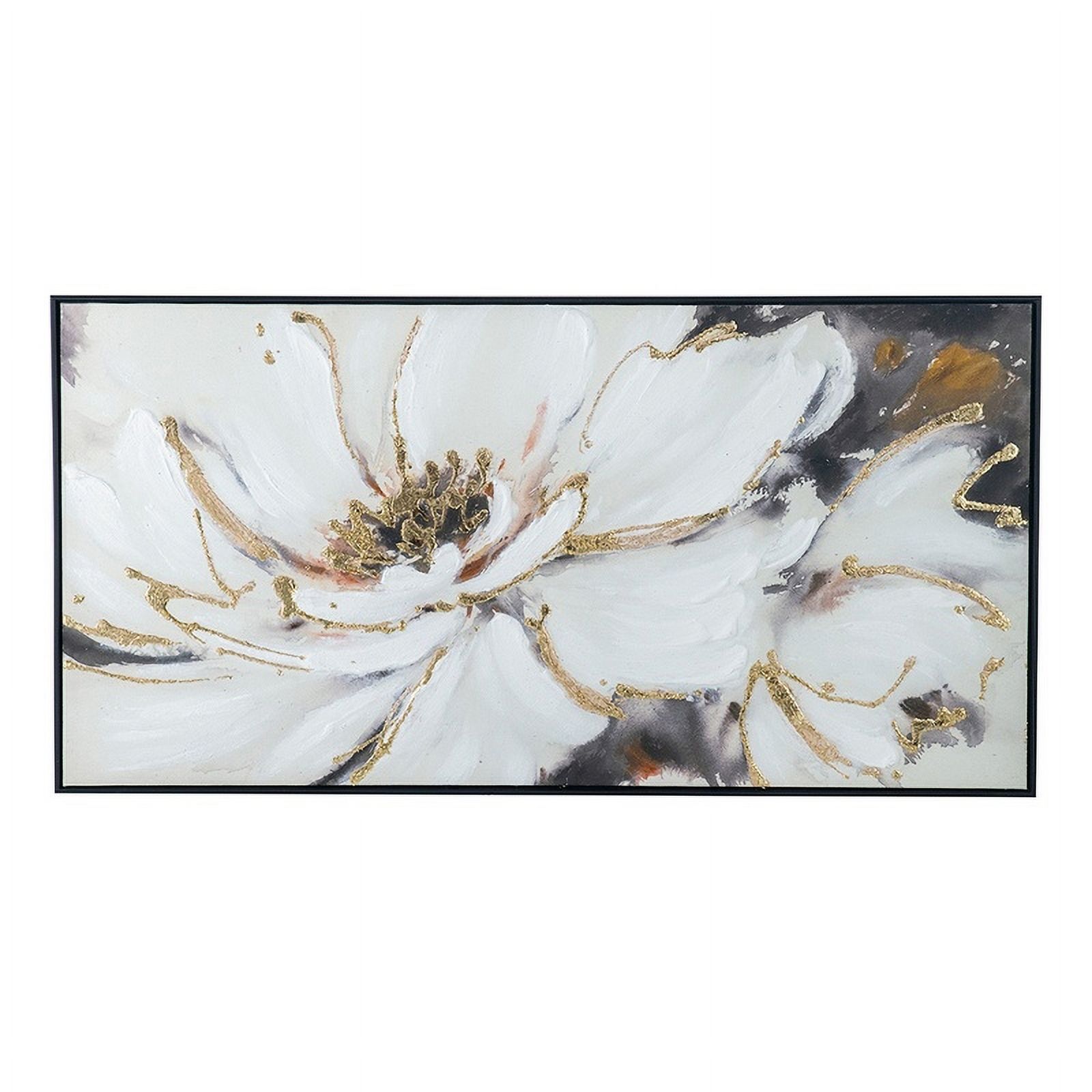 25 x 48 Inch Canvas Wall Art, Oil Painting, White Floral, Gold Accent ...