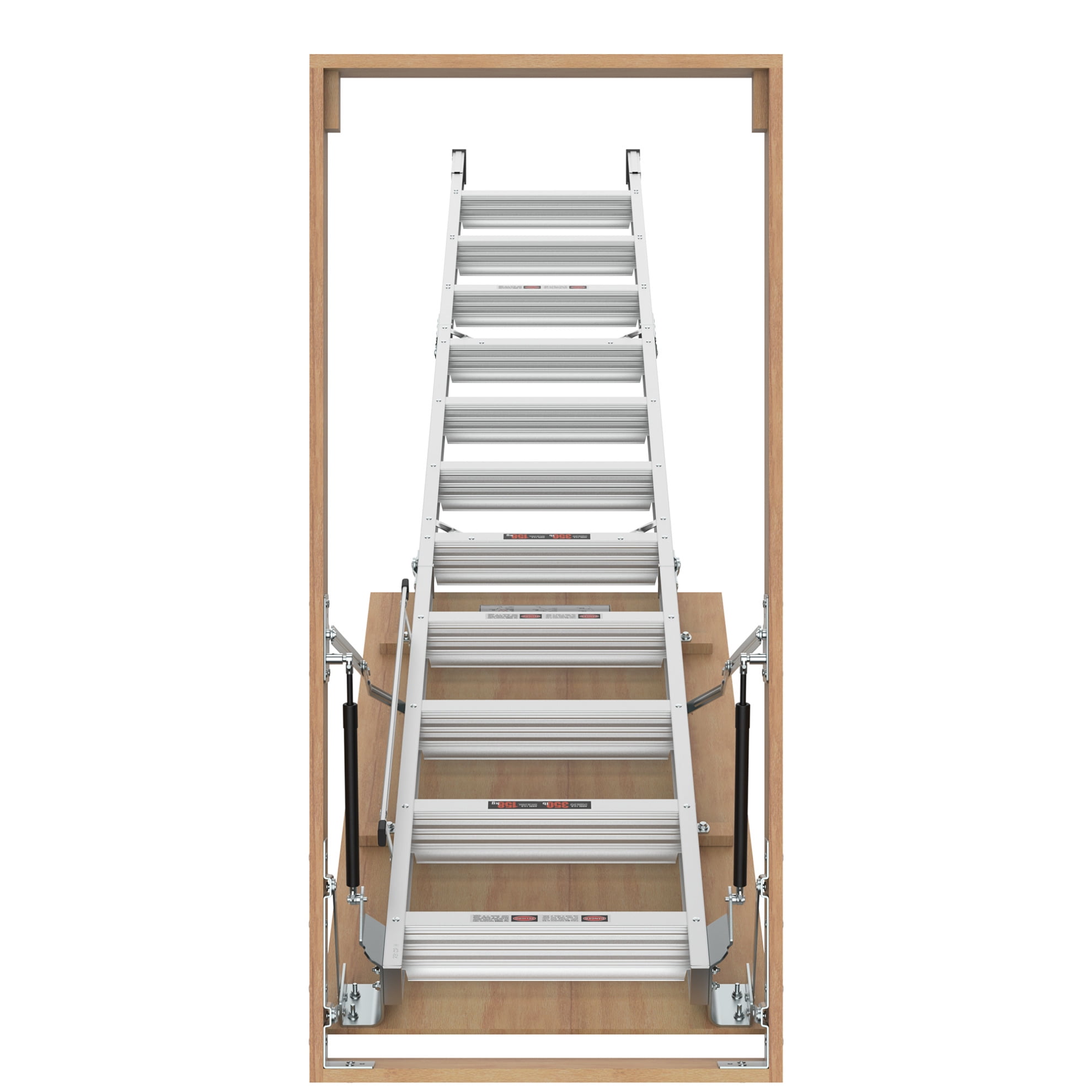 25" x 54" Opening Aluminum Attic Ladder with Anti-slip Rubber Feet, 350 ...