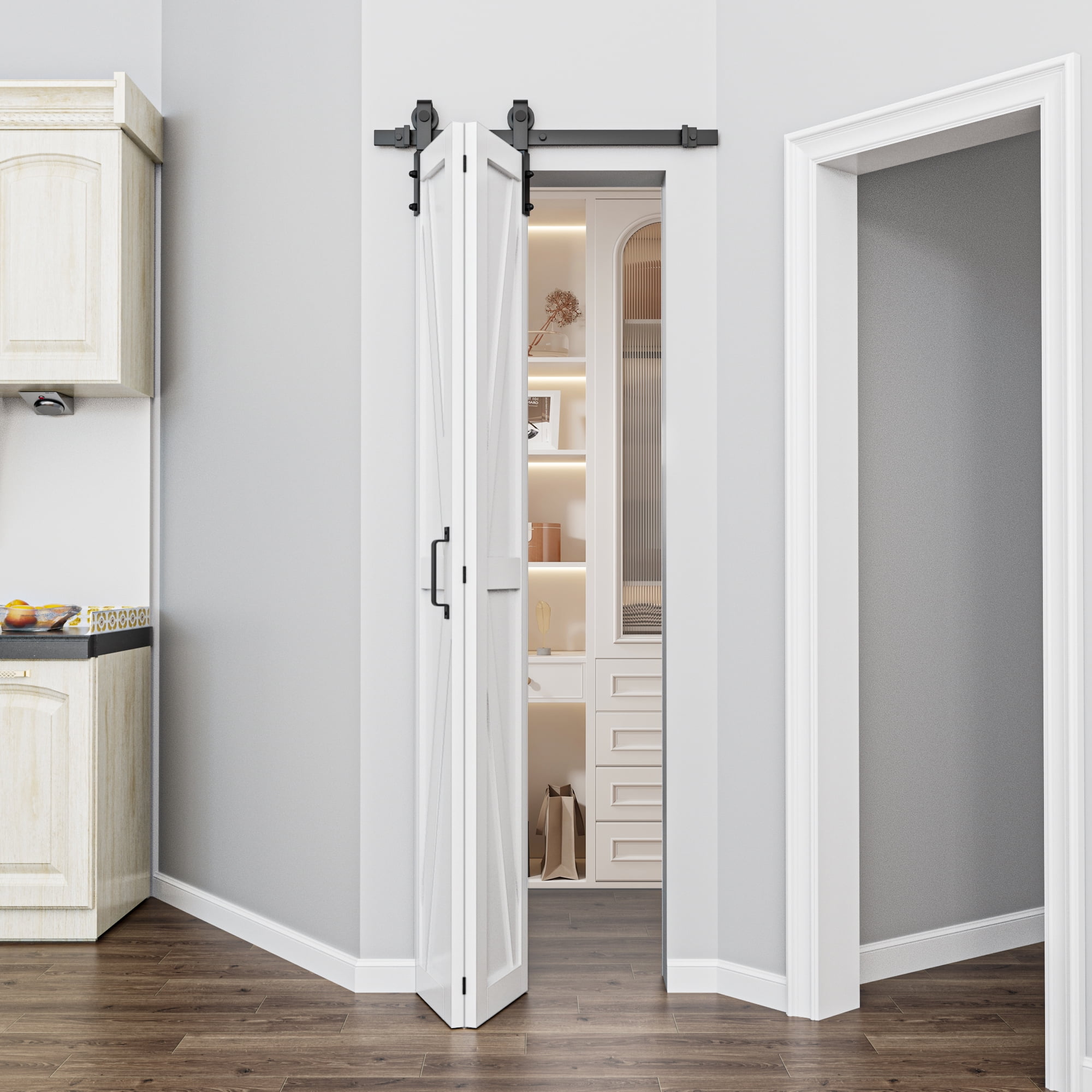 25'' x 84'' Bifold Barn Doors and Hardware Included, White Smooth ...