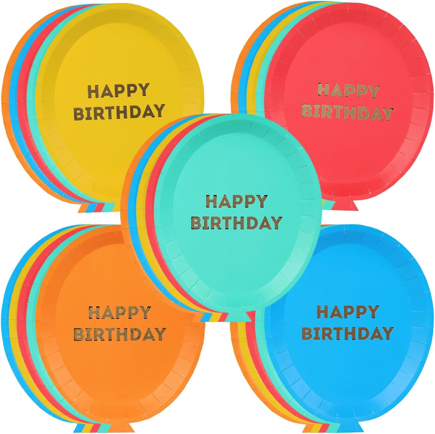 PHYSUN-25 x Balloon Shaped Paper Plates for Kids Birthday Parties in ...