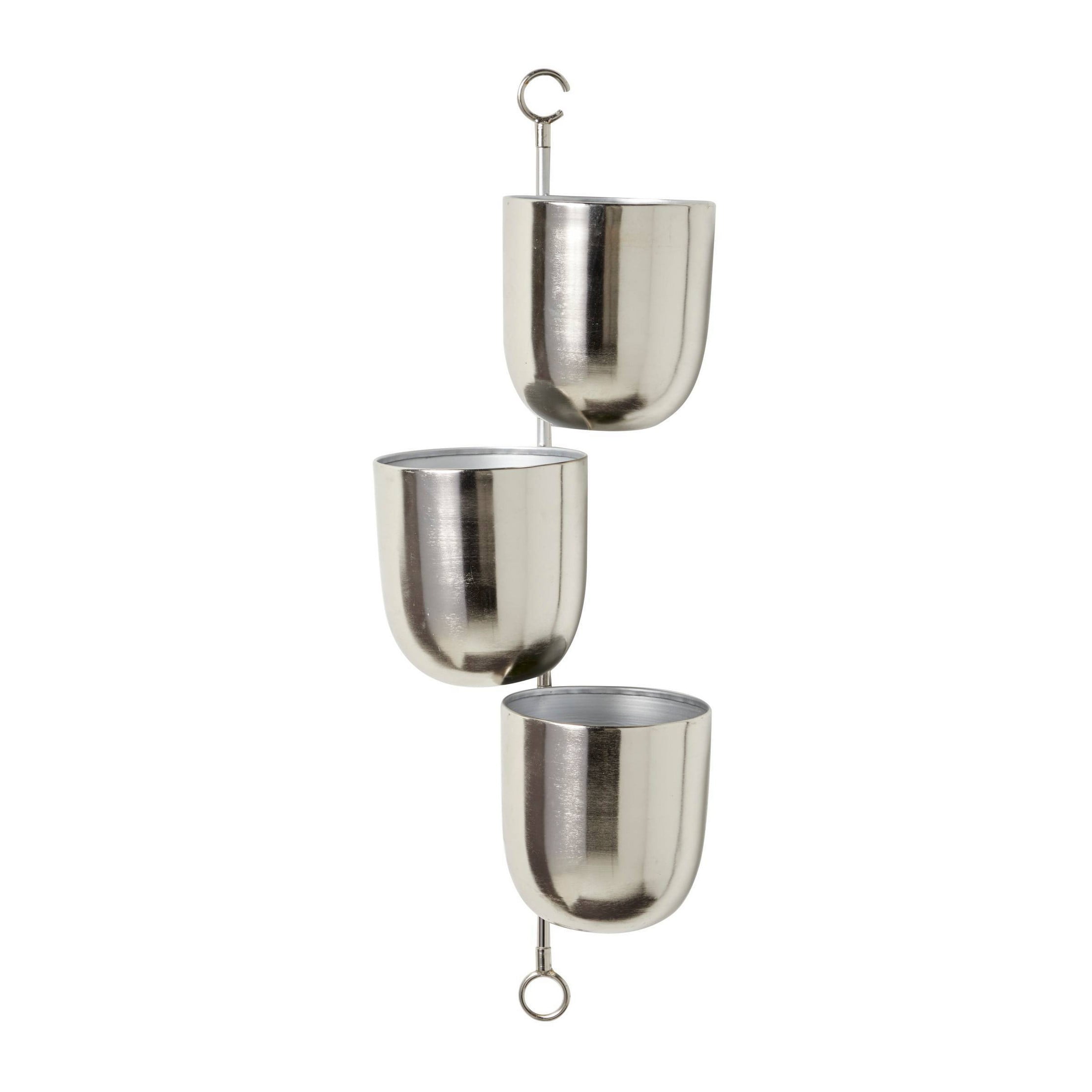 25"x12" Metal Layered Wall Planter Silver: Iron Indoor Mounted Holder ...