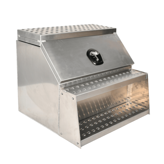 25"x28"x30" Aluminum Side Mount Semi Truck Tool Box with Saddle Step ...