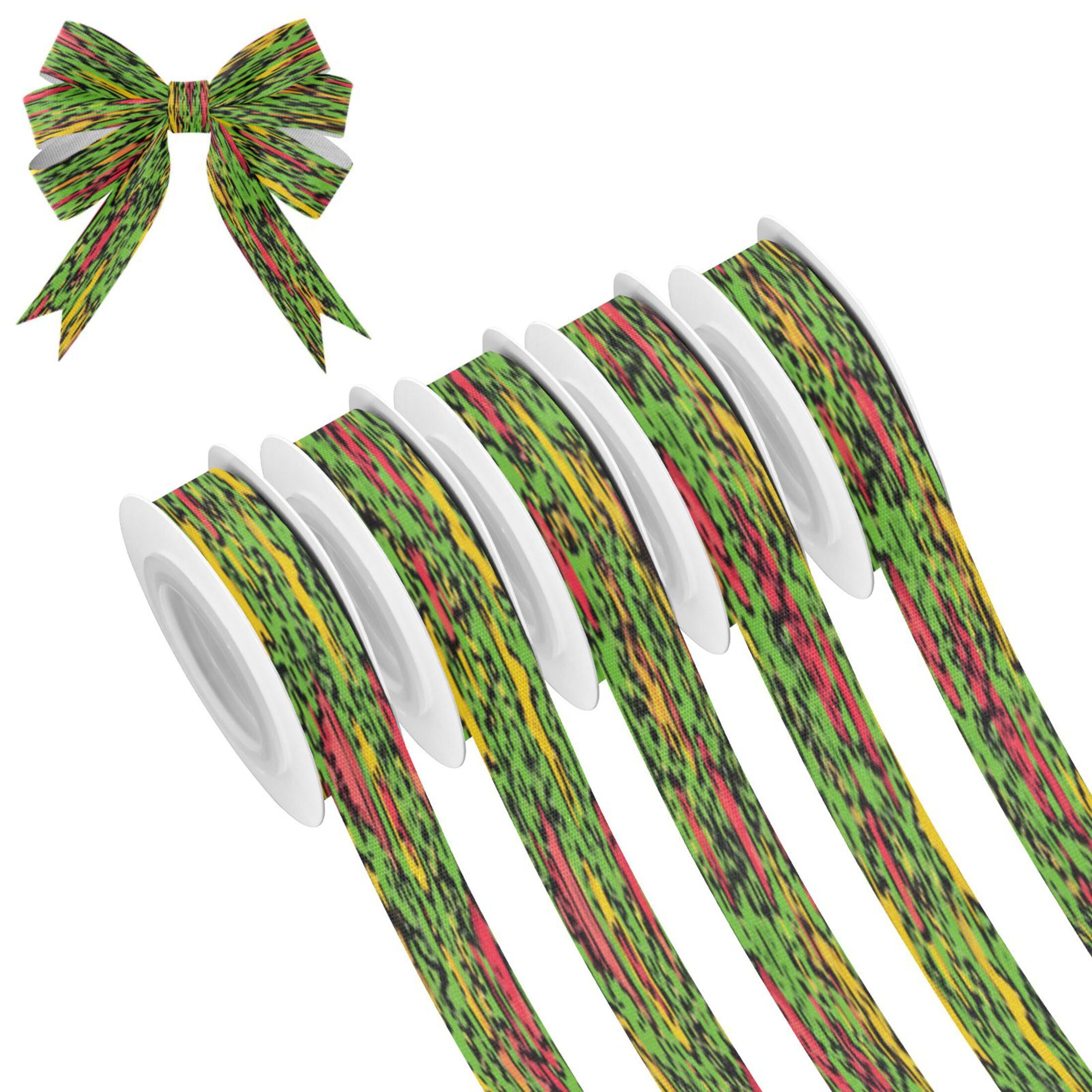 25-yard Christmas-Print Ribbon 5-Roll Pack Gift Wrapping/Holiday ...