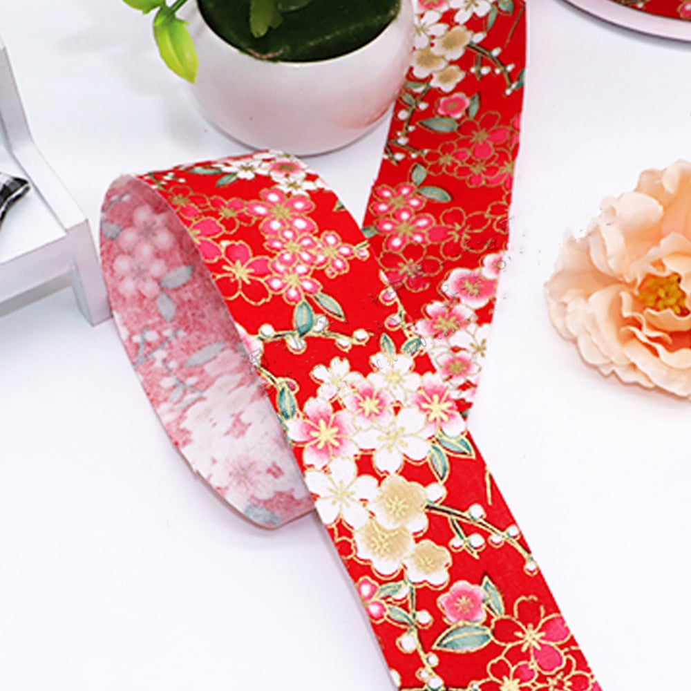 25 yard Cotton Flower Print Ribbons for Clothing Ornament Red 1-5/8 ...