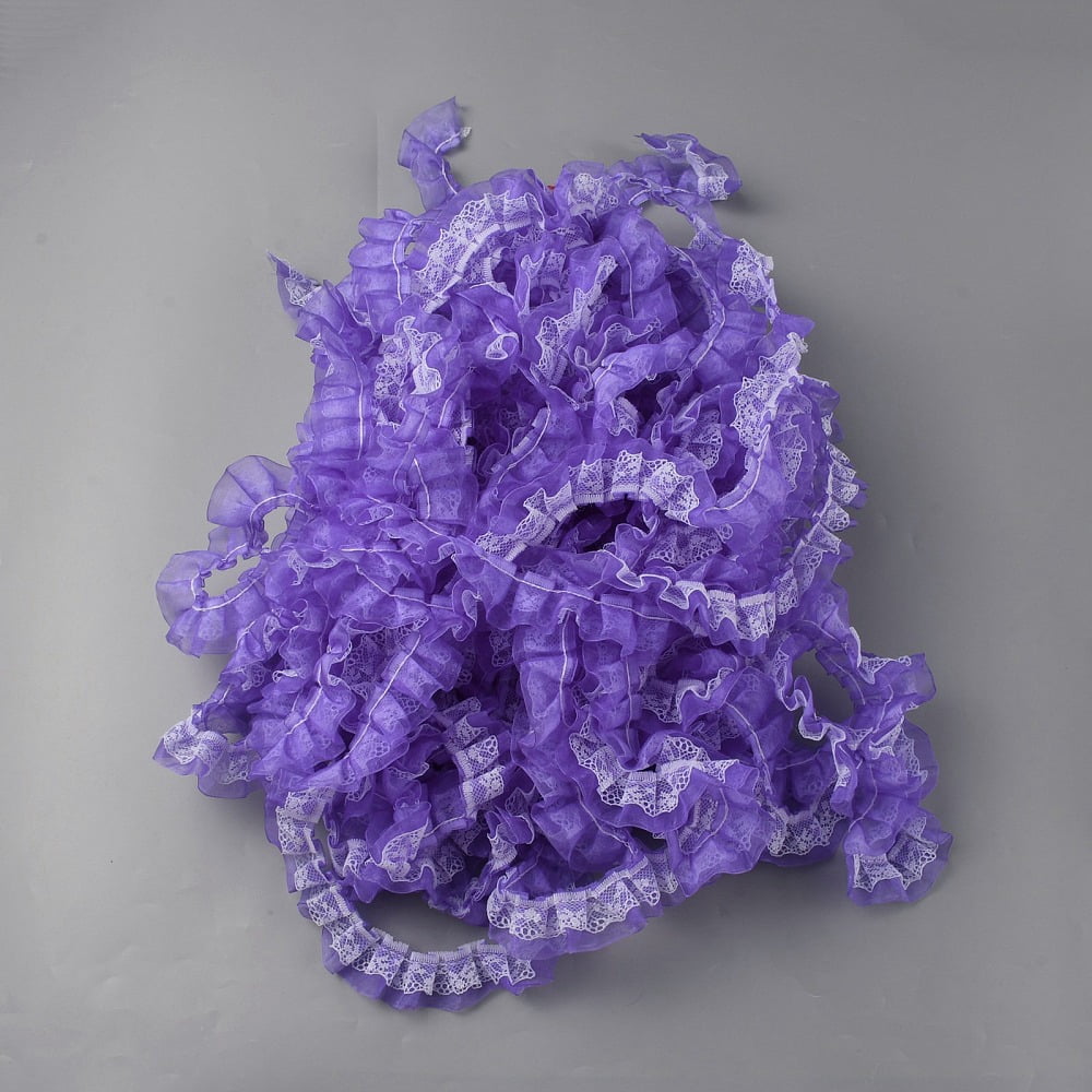 25 yard Double Layers Polyester Lace Trim Pleated Ribbon for Garment ...