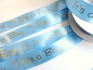 25 yards Spool Blue Satin 7/8" Baby Shower Gift/Craft Ribbon- It's A ...