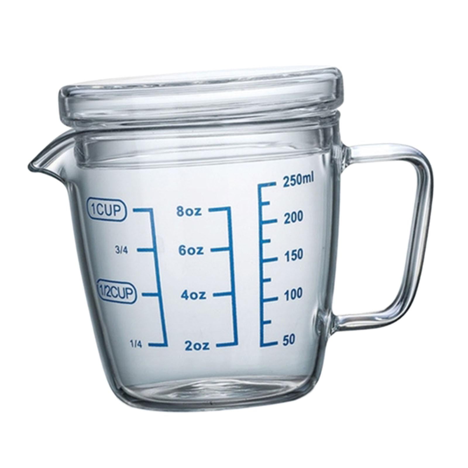 250/500ml Glass Measuring Cup, with Handle, Lid Thicken Scale Marking ...