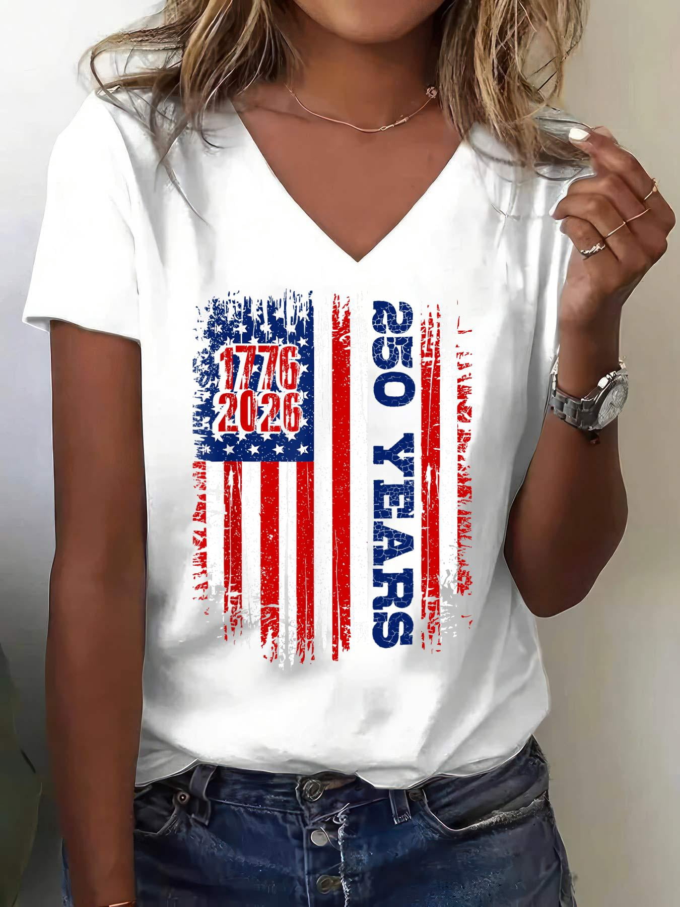 250 American Anniversary USA 250th Independence Day 2026 V-Neck T-Shirt ...