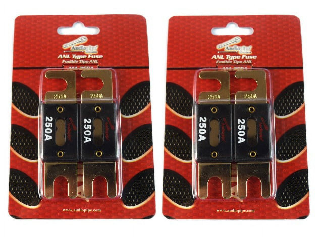 250 Amp ANL Fuses Gold Plated AudioPipe Blister Pack 4 Fuses Car Audio ...