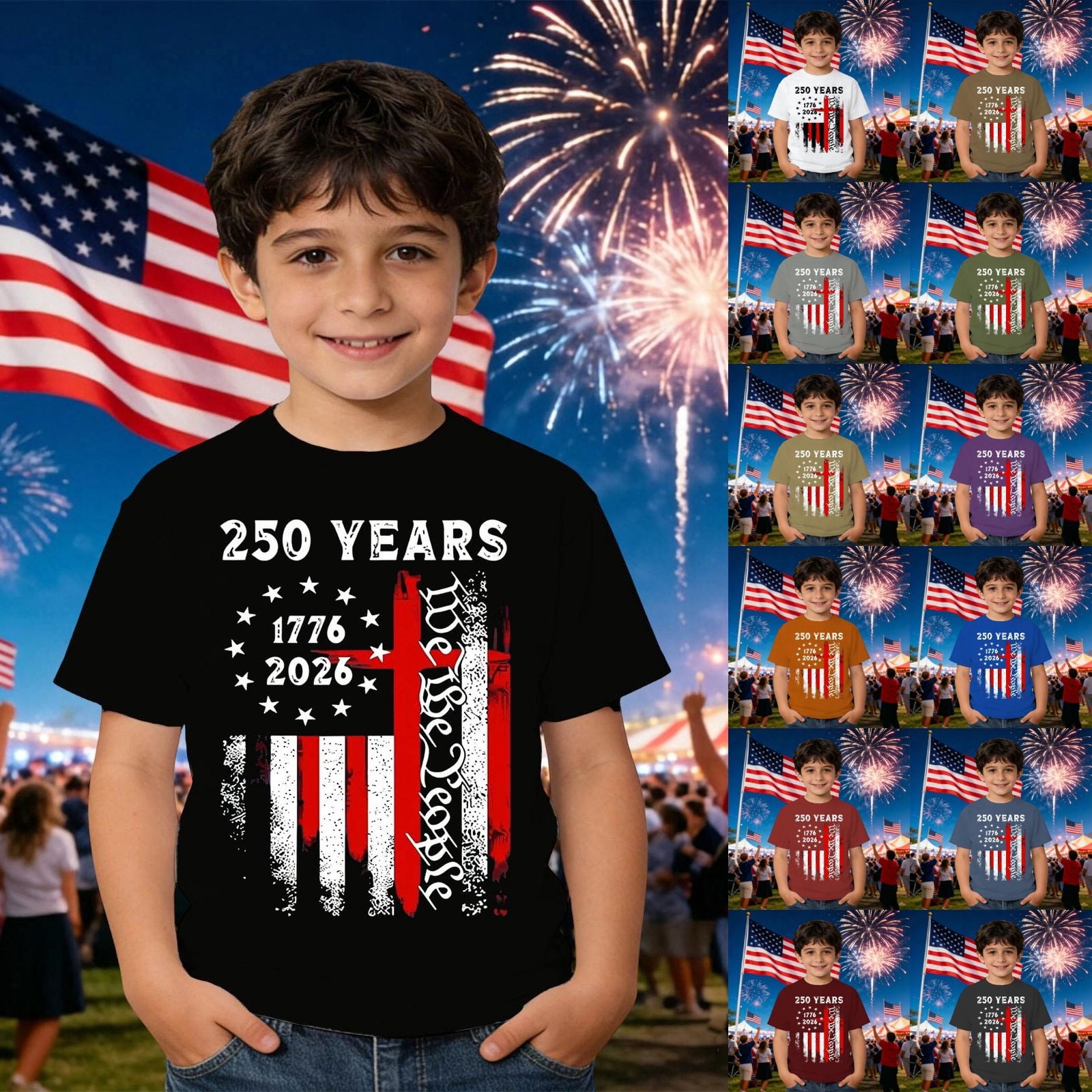 250 Anniversary Boys Independence Day Mesh Breathable Patriotic Themed ...