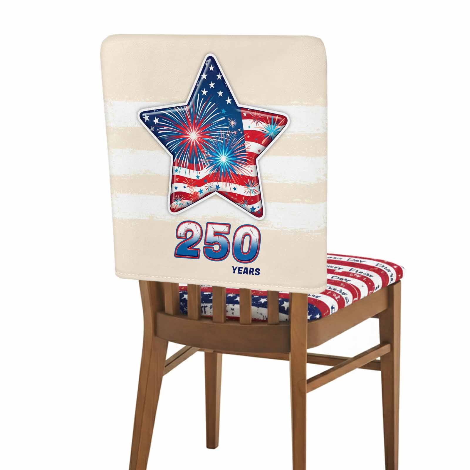 250 Anniversary Chair Back Covers Set of 6, American Flag Fireworks ...