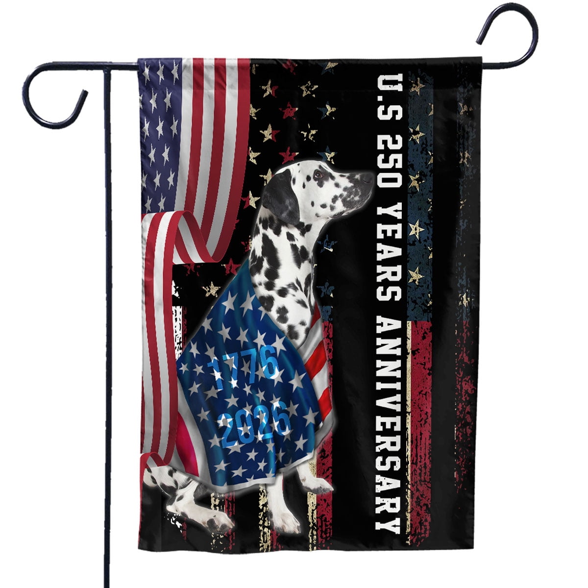 250 Anniversary Flag 12x18 inch Dalmatian Dog wearing flag Patriotic ...