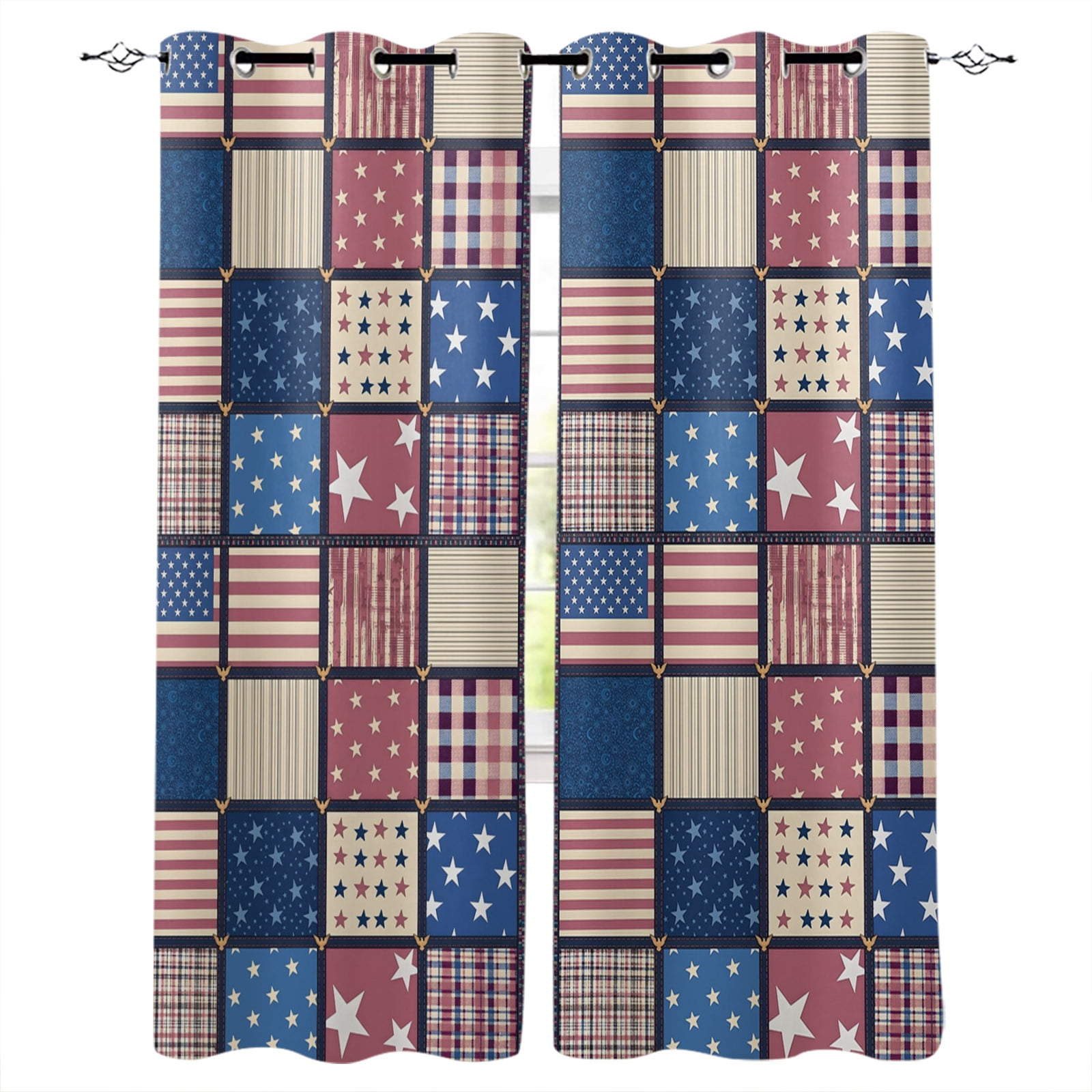 250 Anniversary Kitchen Curtains 4th of July Blue Stars Striped ...