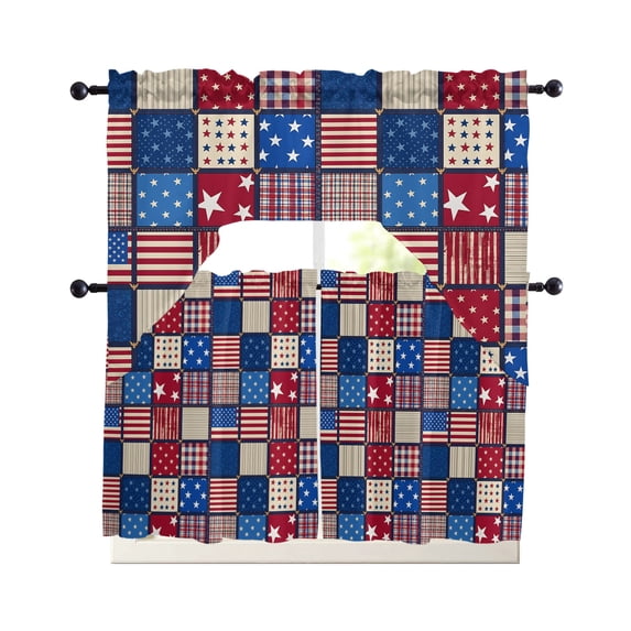 250 Anniversary Kitchen Curtains Sets for Windows 3 Piece, 4th of July ...