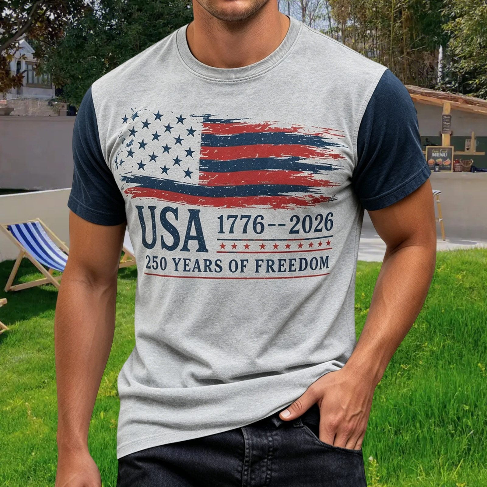 250 Anniversary Men's Casual Graphic Basic Summer Crew Neck Short ...