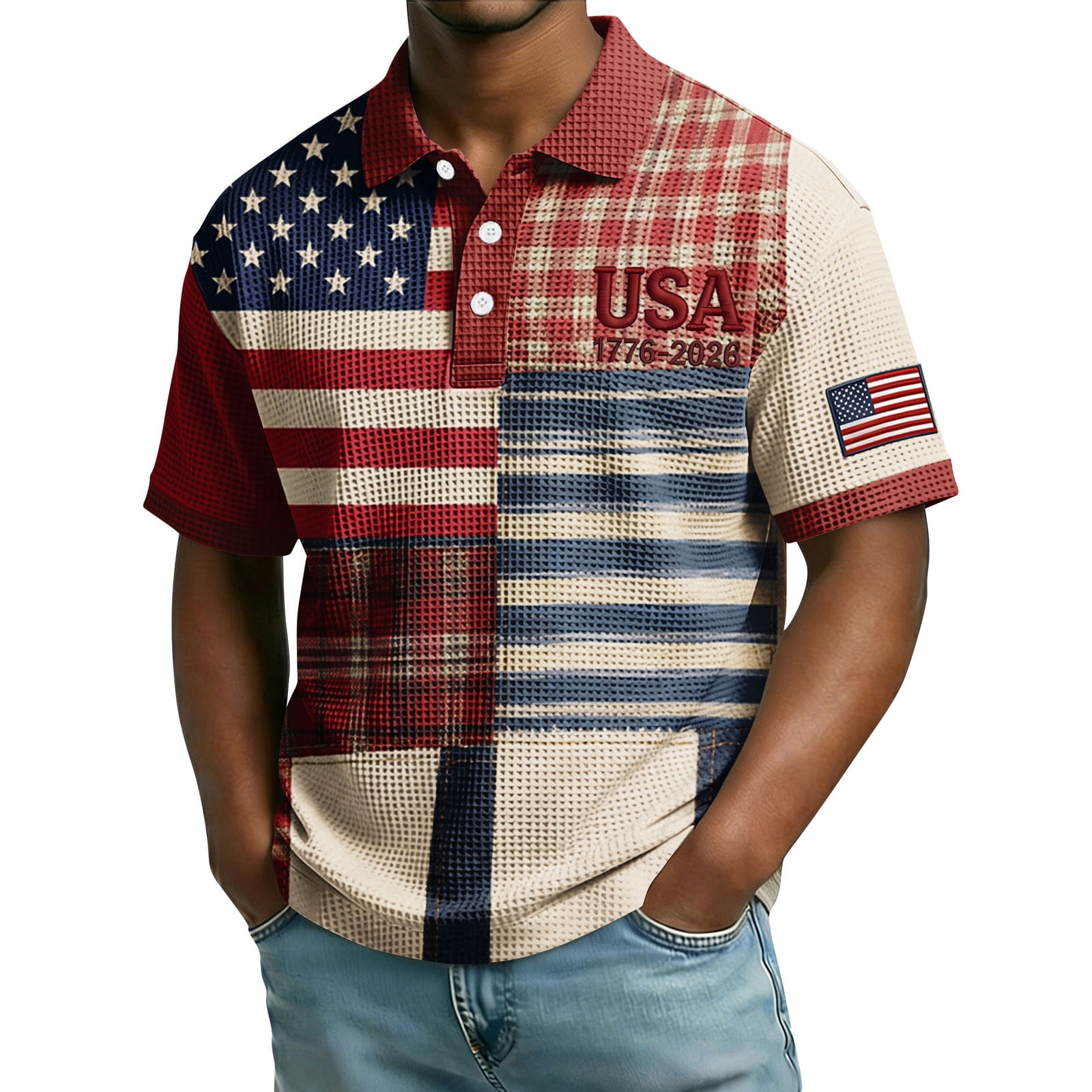 250 Anniversary Polo Shirts for Men American Flag Print Short Sleeve ...