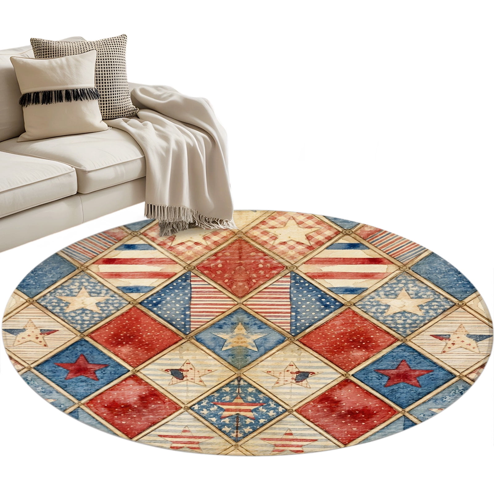 250 Anniversary Round Rug 3.3ft Washable Circle Entryway Rugs Non Slip ...