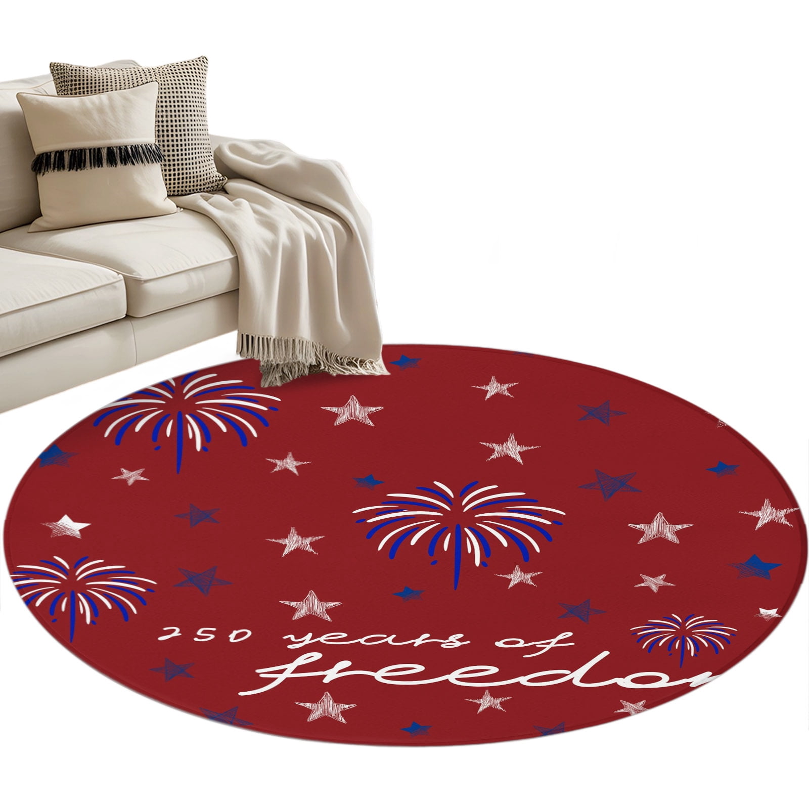 250 Anniversary Round Rug 4ft Washable Circle Entryway Rugs Non Slip ...