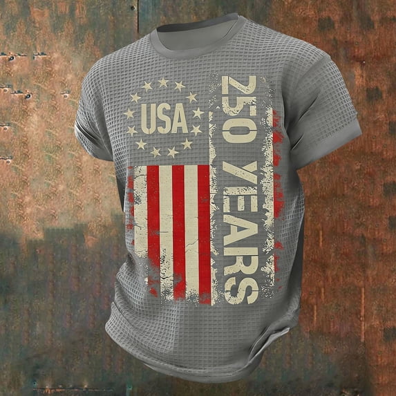 250 Anniversary Shirt Men's Patriotic Knit Graphic Independence Day ...