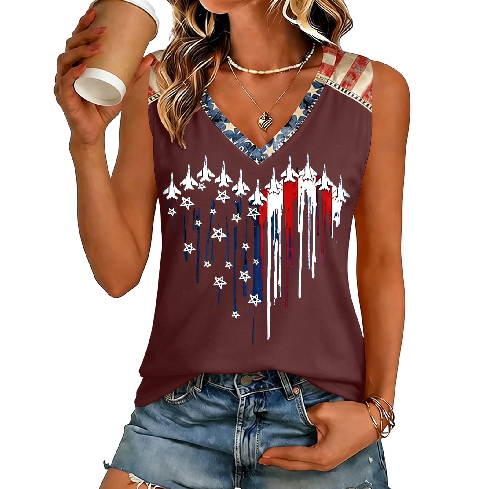 250 Anniversary Shirt for Women Loose Fit Casual Tank Tops V Neck 4th ...