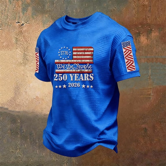 250 Anniversary Shirts Men's Textured Short Sleeve Patriotic ...