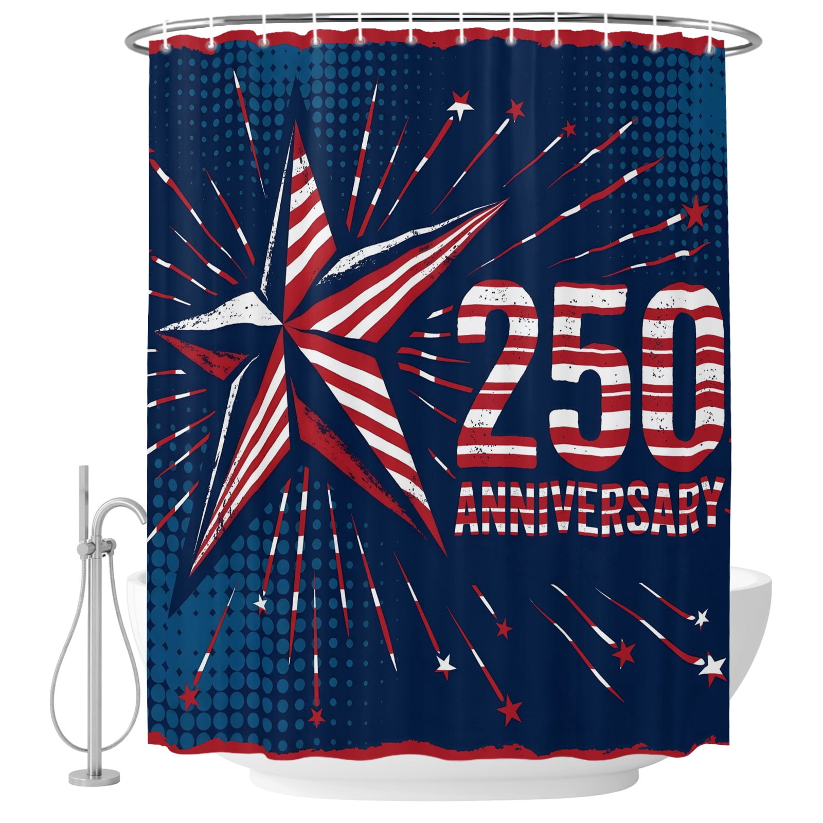 250 Anniversary Shower Curtain for Bathroom, Independence Day Red White ...