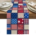 250 Anniversary Table Runner 4th of July Blue Red Striped Patchwork ...