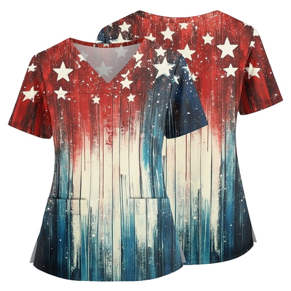 250 Anniversary USA 1776 - 2026 4th of July Scrub Tops Women Vneck ...