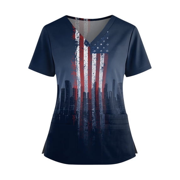 250 Anniversary USA 1776 - 2026 4th of July Scrub Tops for Women Vneck ...