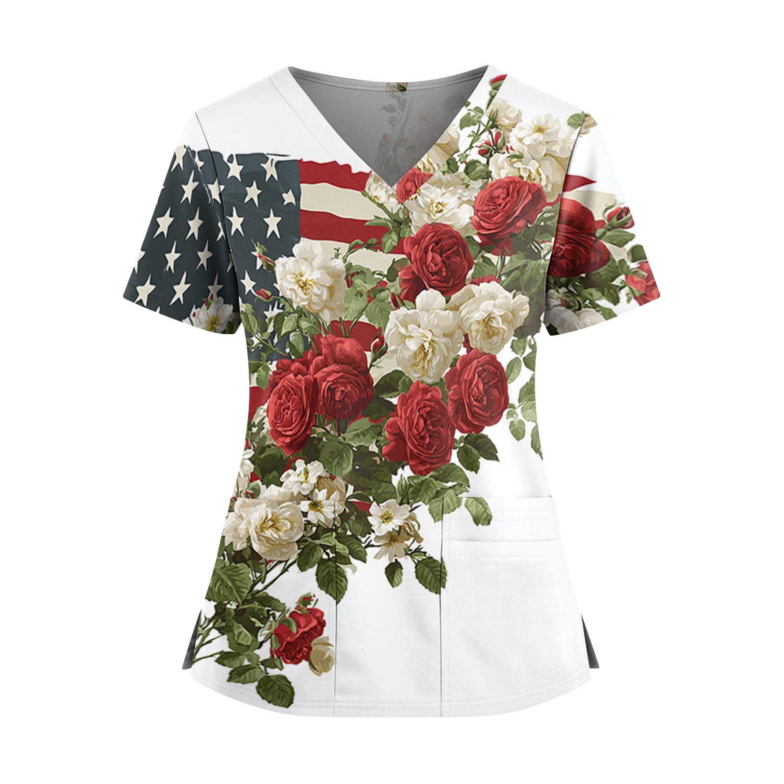 250 Anniversary USA 1776 - 2026 4th of July Scrub Tops for Women Vneck ...