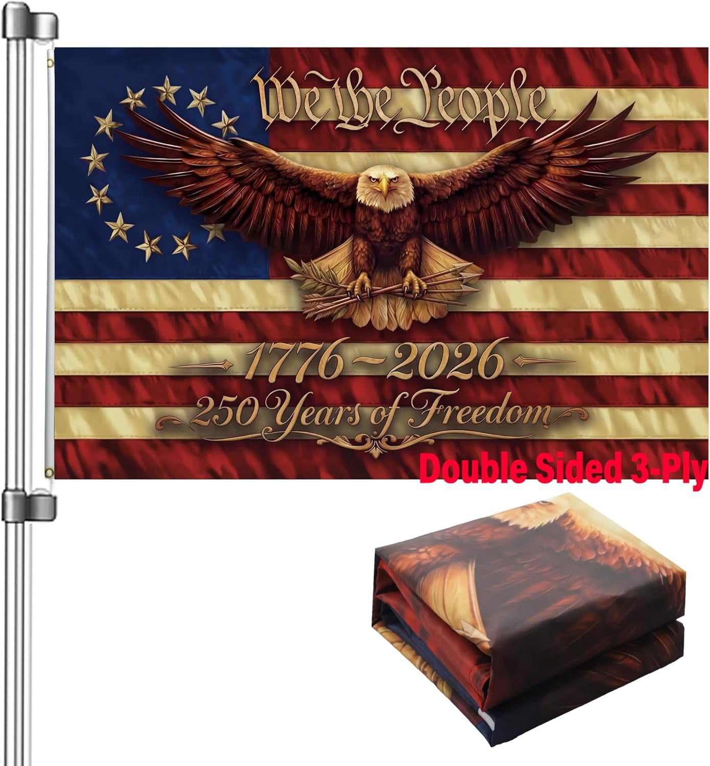 250 Anniversary USA Flag 3x5: We The People Flags Heavy Duty Double ...