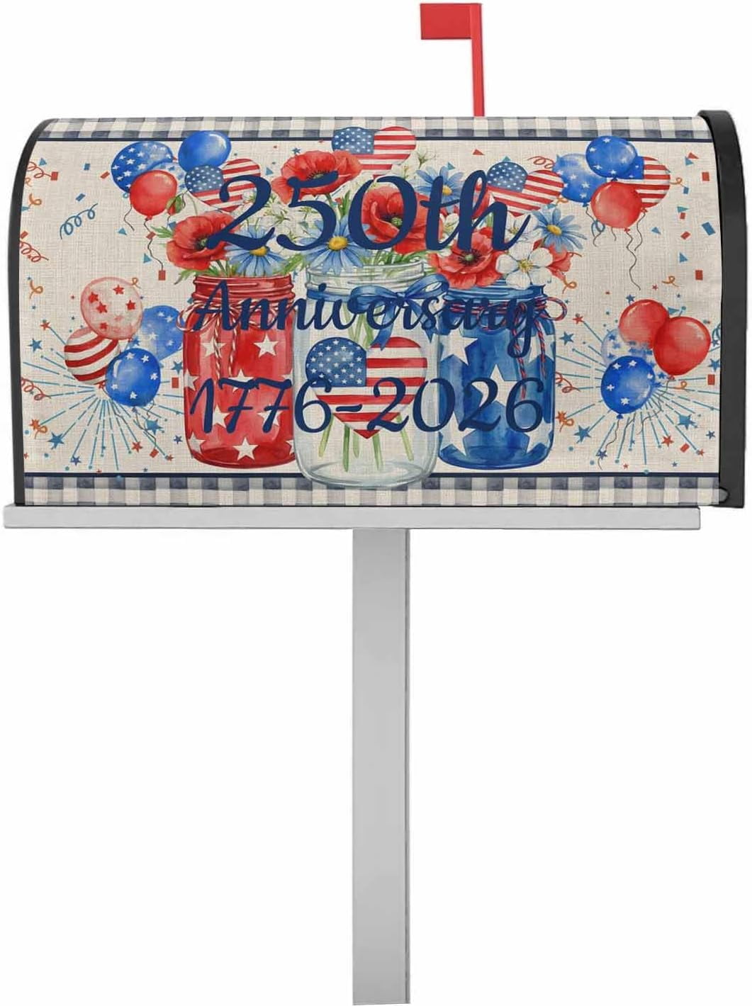 250 Anniversary USA Flag Mailbox Covers Magnetic, Fireworks Blue Red ...