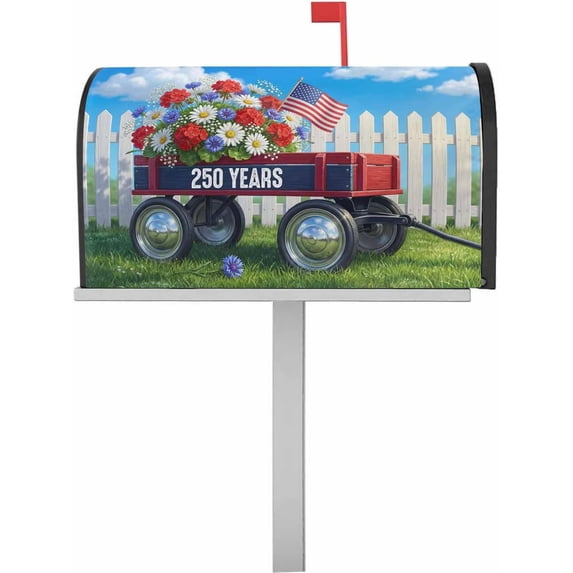 250 Anniversary USA Flag Mailbox Covers Magnetic, Floral Truck American ...