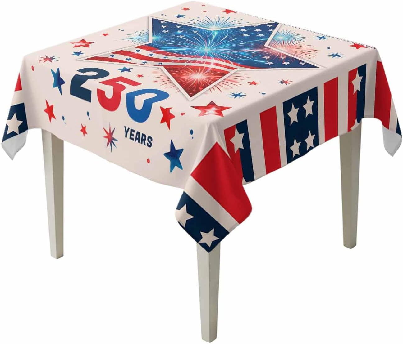 250 Anniversary USA Flag Table Cloth, 4th of July Blue Red Star ...