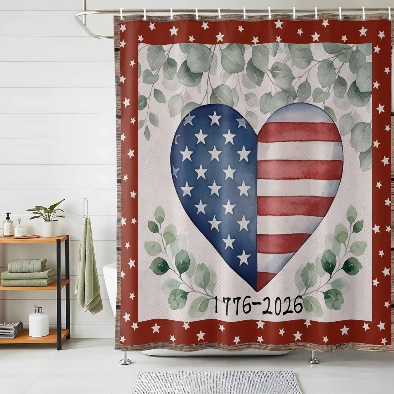250 Anniversary USA Flag Waterproof Shower Curtains Set - Standard ...