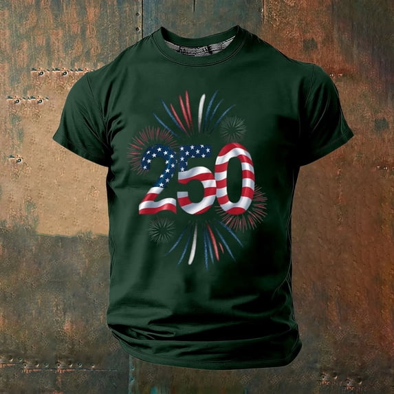 250 Anniversary USA Merchandise Men Short Sleeve Crewneck Independence ...