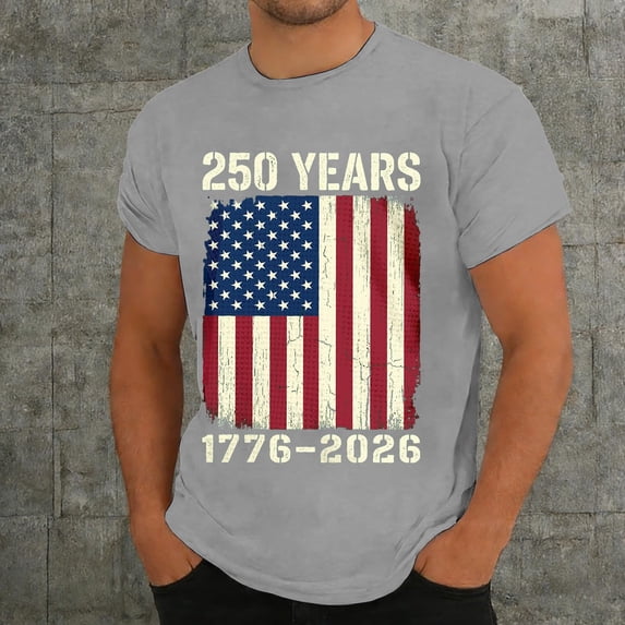 250 Anniversary USA Merchandise Men Short Sleeve Crewneck Patriotic ...