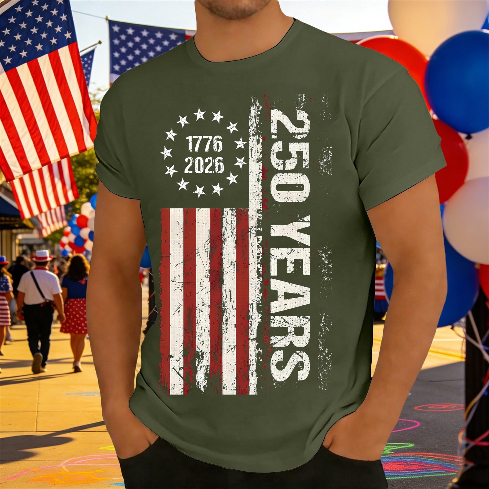 250 Anniversary USA Merchandise Mens Short Sleeve Crewneck Independence ...