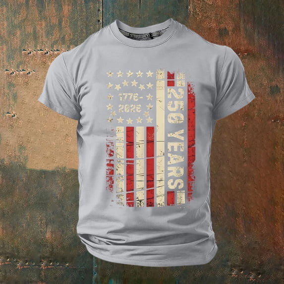 250 Anniversary USA Merchandise Mens Short Sleeve Crewneck Patriotic ...