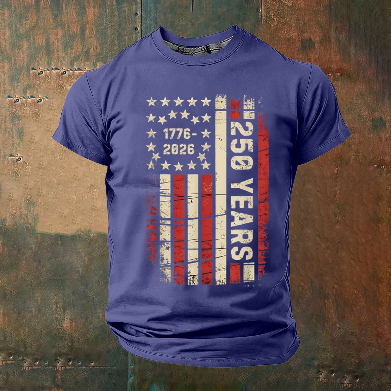 250 Anniversary USA Merchandise Mens Short Sleeve Crewneck Patriotic ...