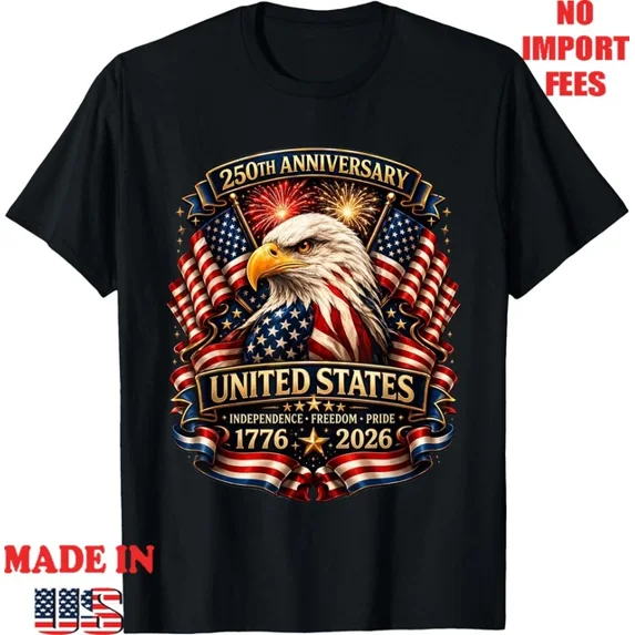 250 Anniversary USA Patriotic Eagle 250th 4th July 2026 T-Shirt, Adult ...