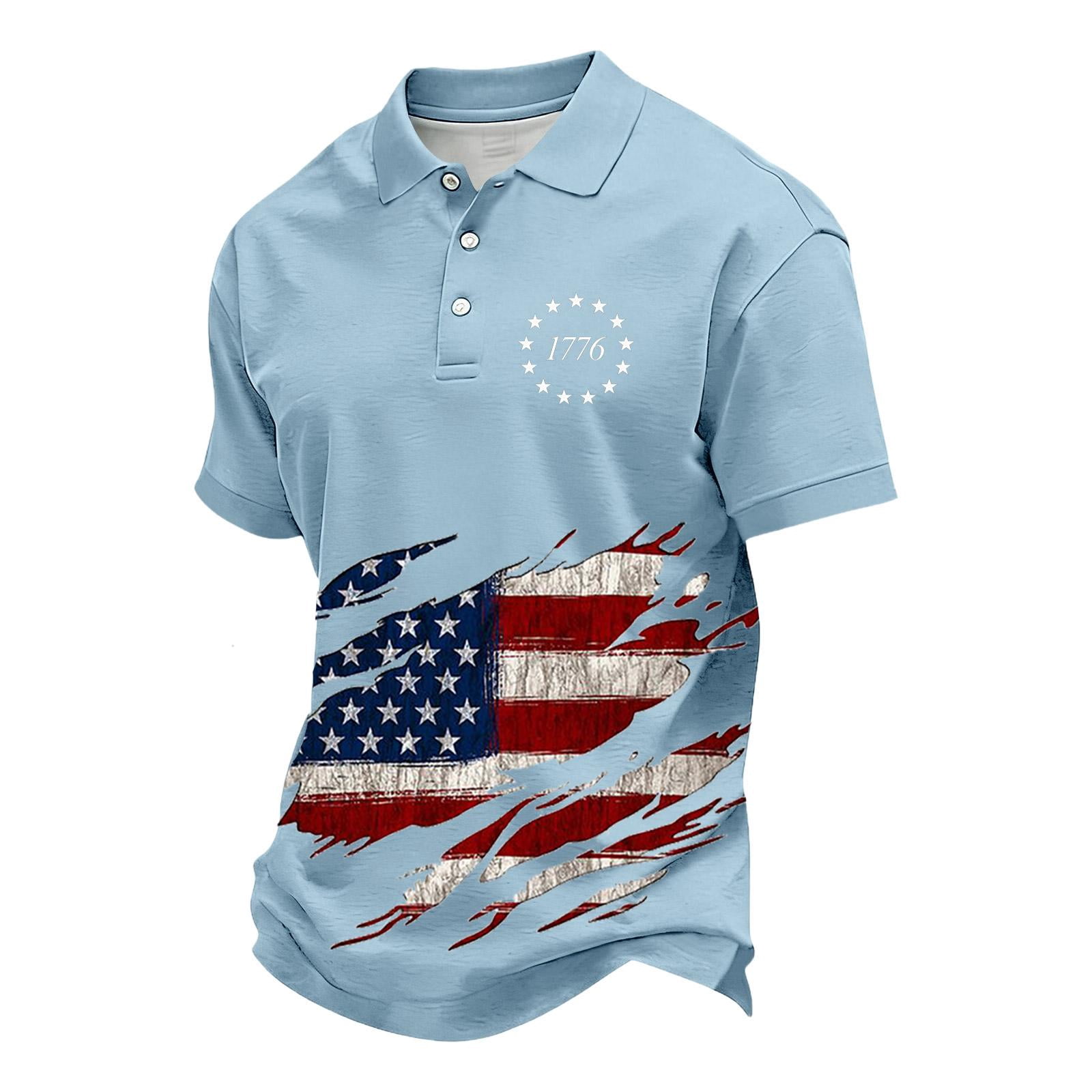 250 Anniversary USA Polo Shirt 4th of July Red White and Blue Button ...