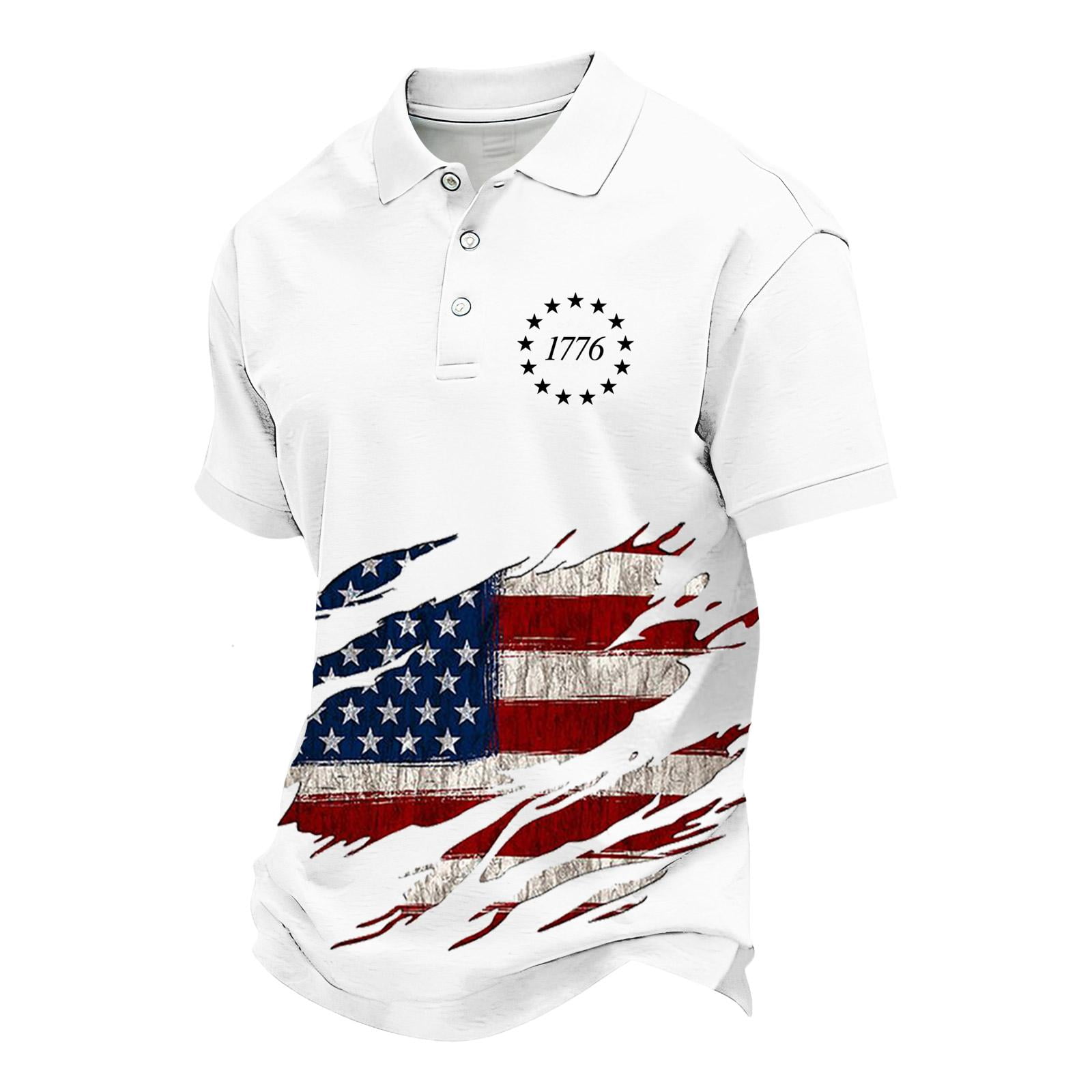 250 Anniversary USA Polo Shirt 4th of July Red White and Blue Button ...