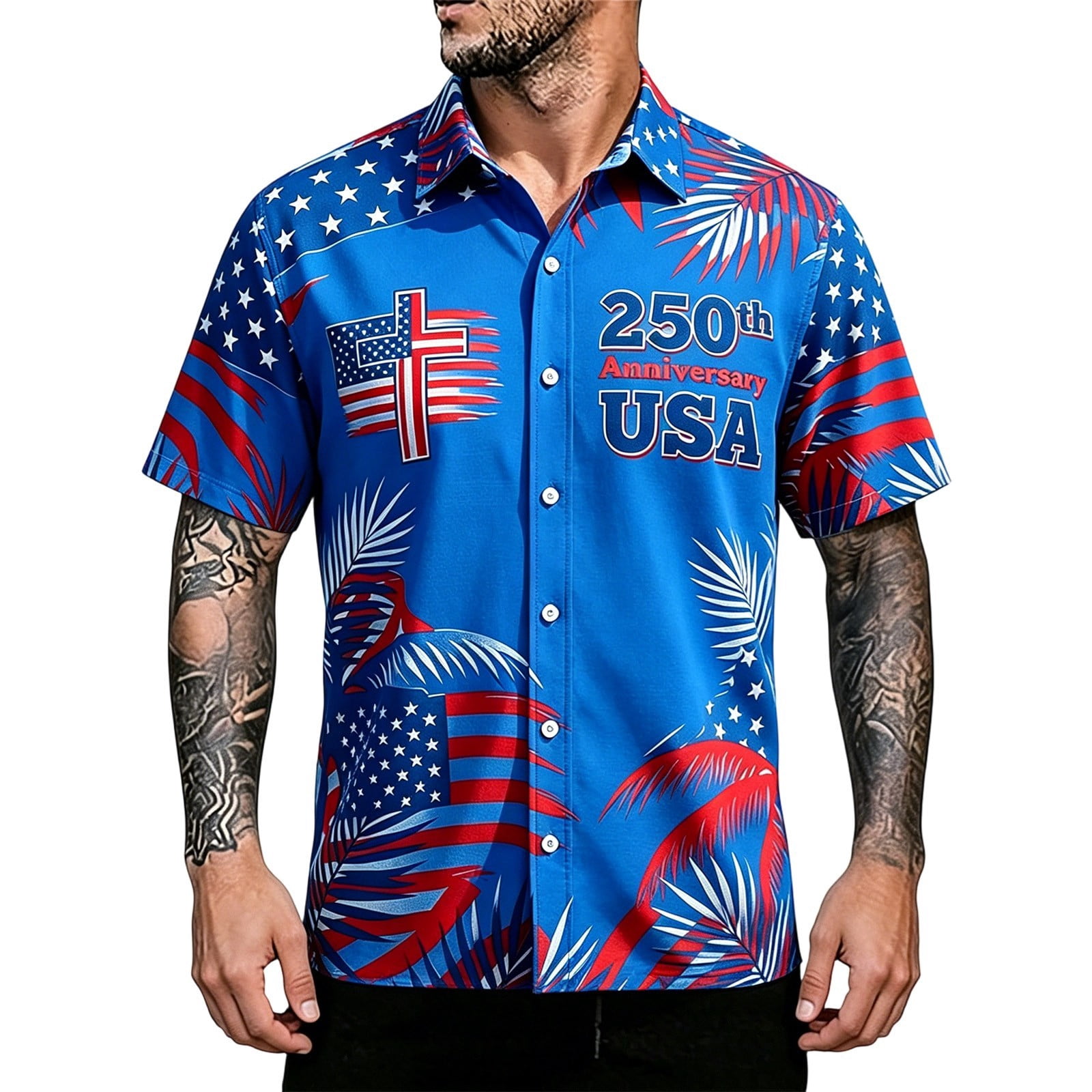 250 Anniversary USA Polo Shirt, 4th of July Shirts Patriotic USA Button ...